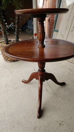 Antique Two Tier Serving Round Side Table - Walnut - Beautiful! - Long ...