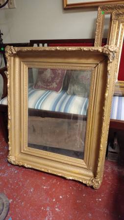 Antique Large Picture Frame - Gilded, Thick & Heavy w/ OLD Glass -WOW ...