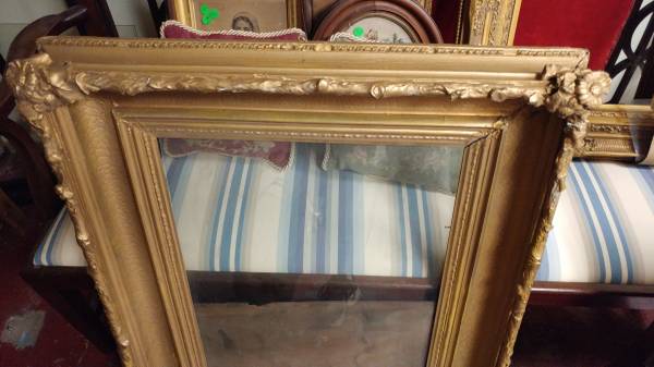 Antique Large Picture Frame - Gilded, Thick & Heavy w/ OLD Glass -WOW ...