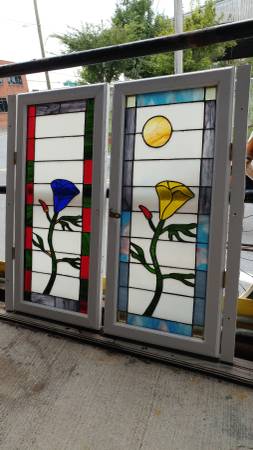 2 Stained Glass Shutters - Roses Flowers w/ White - WOW Beautiful ...