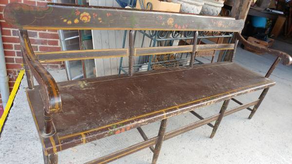 Antique Large Plank Bottom Bench - Porch Bench - Painted Beautiful ...