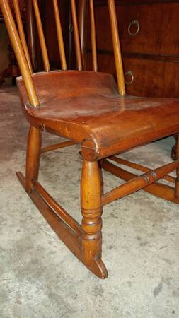 Antique Childs Rocking Chair - Windsor Plank Bottom - Wonderful - Long ...