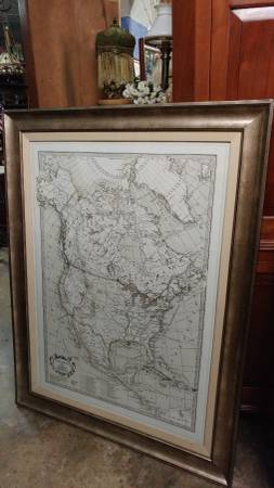 Large Framed North America Map - VERY NICE Elegant - Explorers Map ...