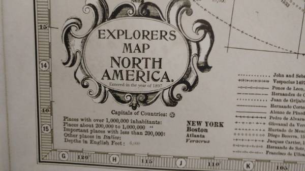 Large Framed North America Map - VERY NICE Elegant - Explorers Map ...