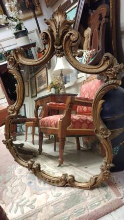 Antique Gold Gilded Shield wall Mirror - Beautiful - Long Valley Traders