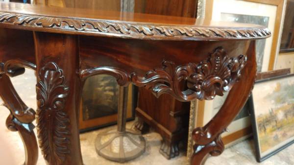 Antique Vintage Solid Mahogany Hall Table - Half Round Table - Long ...