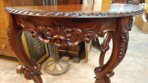 Antique Vintage Solid Mahogany Hall Table - Half Round Table - Long ...