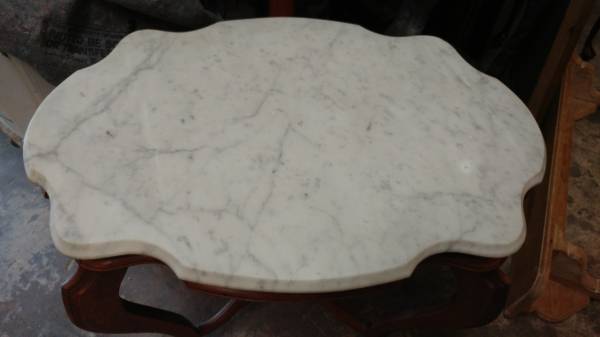 Antique Walnut Marble Top Side Table - Scalloped Top - Beautiful - Long ...