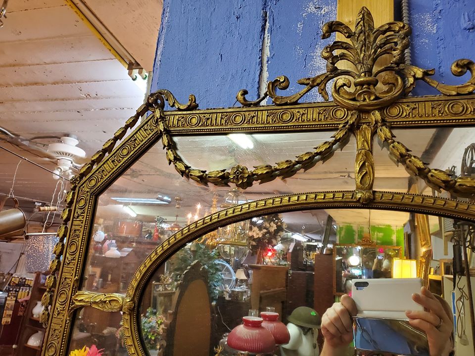 Antique Ornate Gold Frame Mirror - Beautiful Details - Long Valley Traders