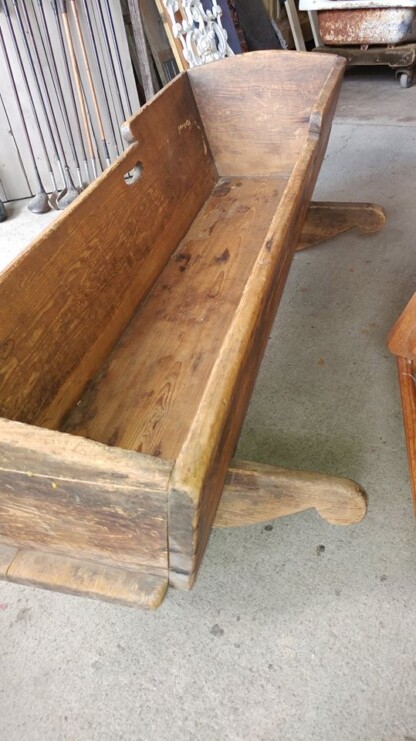 Antique Large Primitive Solid Wood Early Baby Cradle - Well Made - Long ...