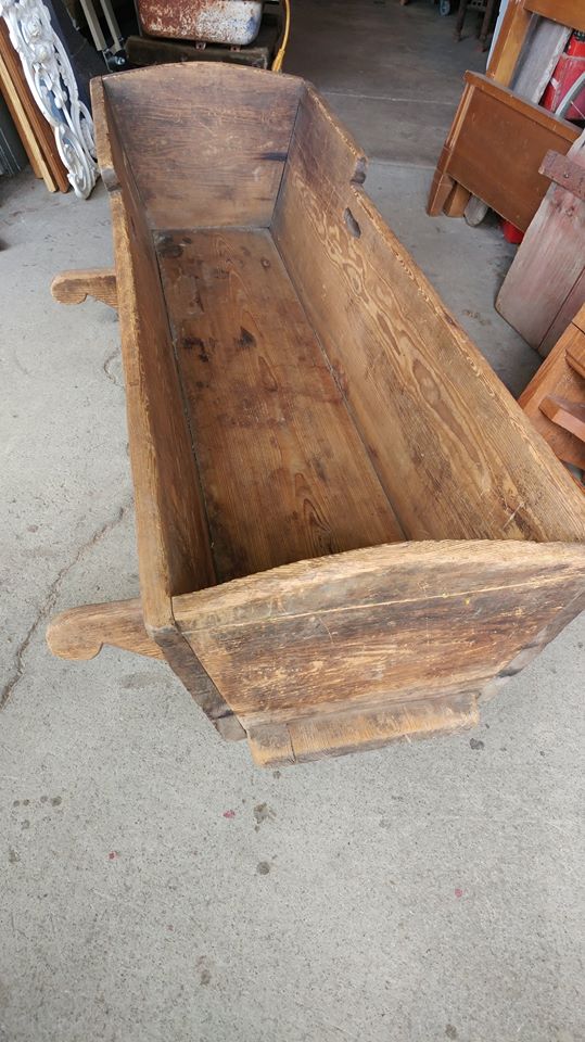 Antique Large Primitive Solid Wood Early Baby Cradle - Well Made - Long ...