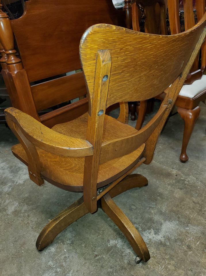 Antique Oak Office / Desk Chair - Excellent Early Desk Chair - Long ...