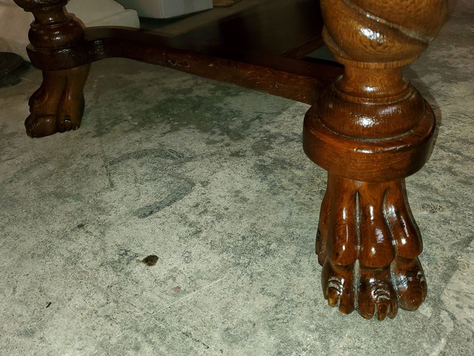 Antique Oak Library Table / Writing Desk - Claw Feet - Beautiful - Long ...