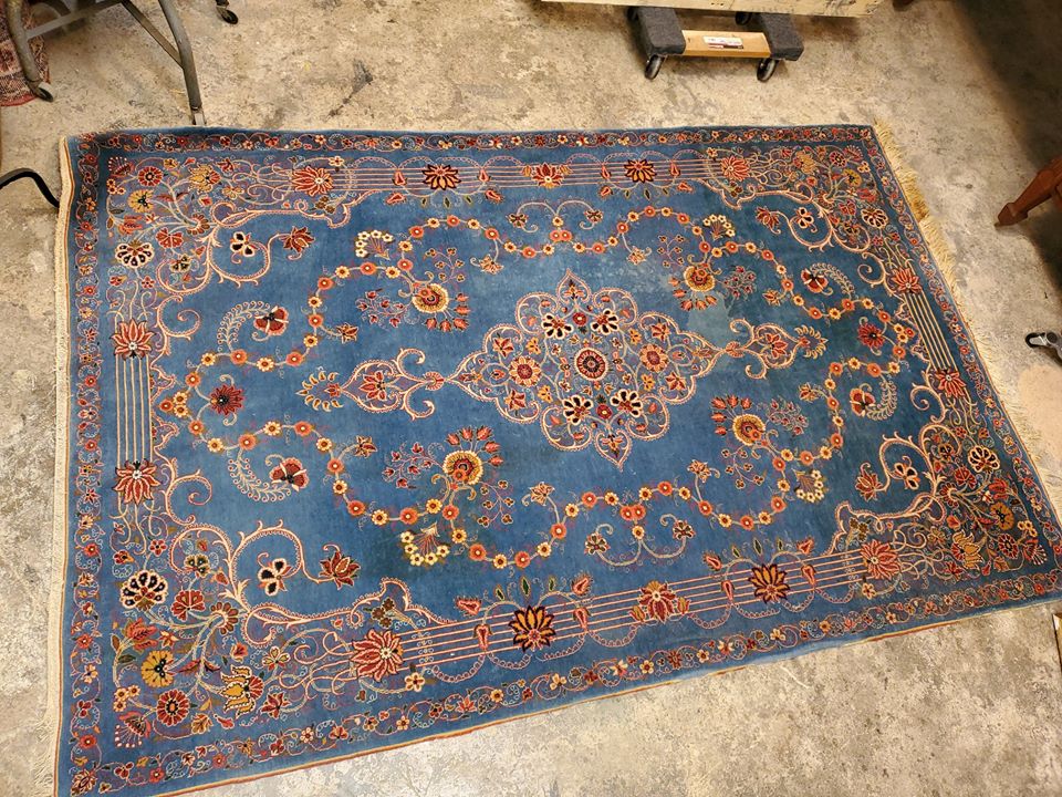 Vintage Blue Area Rug - Very tight weave / well made - 82.5 x 53 - Long ...