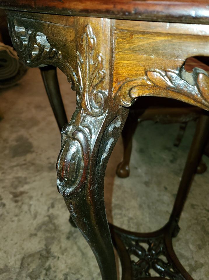 Antique Rosewood Side Table - Inlay and Carved wood - Beautiful - Long ...