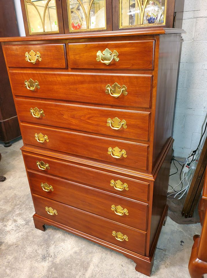 Henkel Harris Tall Dresser Chest - 8 Drawers - Solid Cherry - Long ...