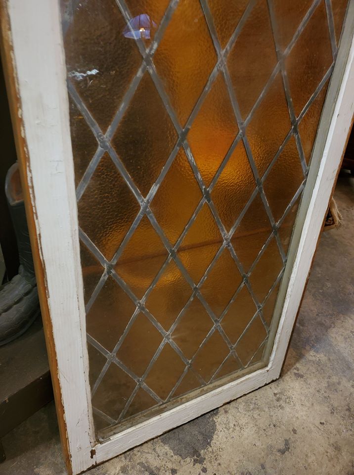 Large Antique Stained Glass Window - Orange Glass - So Nice - Long ...