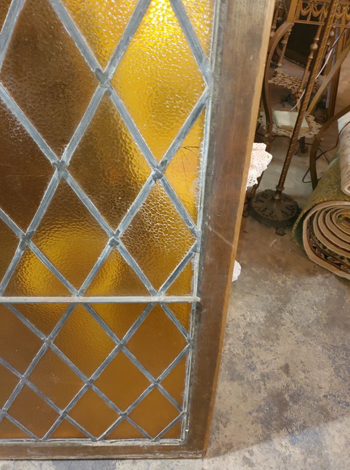 Large Antique Stained Glass Window - Orange Glass - So Nice - Long ...