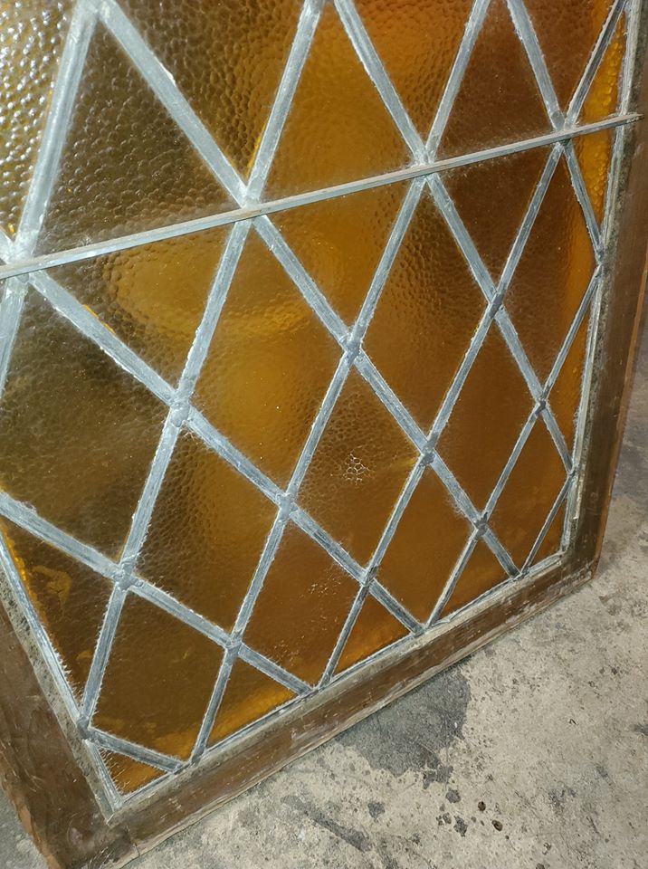 Large Antique Stained Glass Window - Orange Glass - So Nice - Long ...