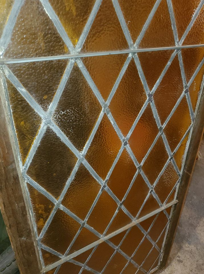 Large Antique Stained Glass Window - Orange Glass - So Nice - Long ...