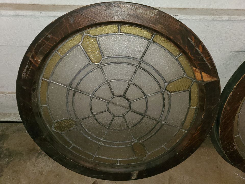 2 Antique Round Stained Windows - Nice Condition - Long Valley Traders