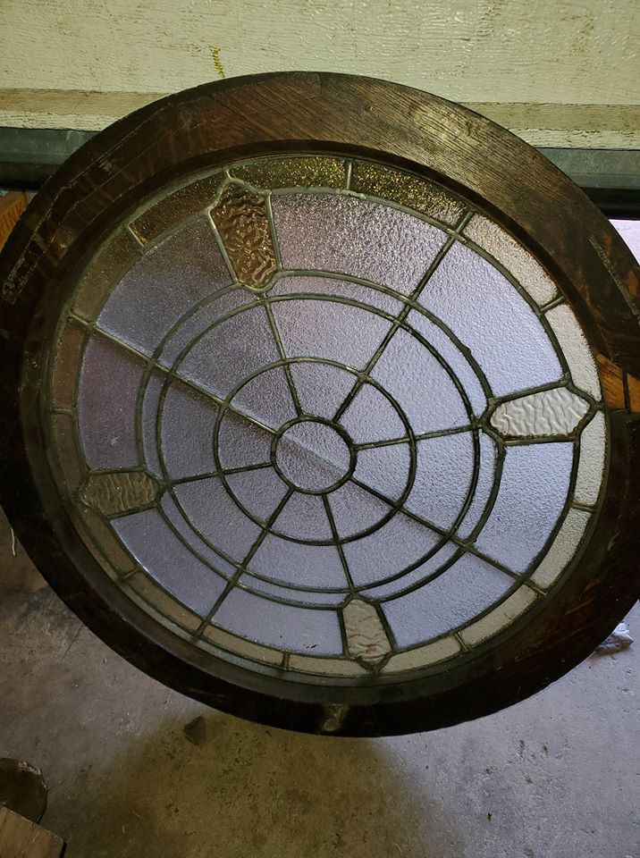 2 Antique Round Stained Windows - Nice Condition - Long Valley Traders