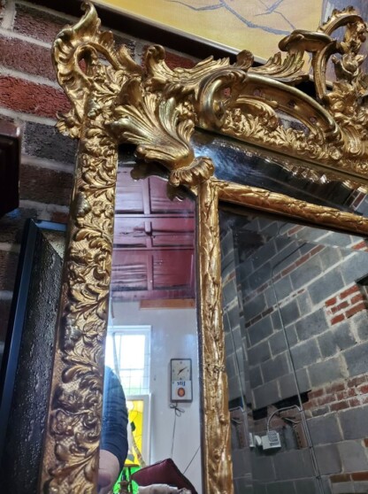 Extra Large Gold Frame Mirror - Gilded Beveled Carved Roses - WOW ...