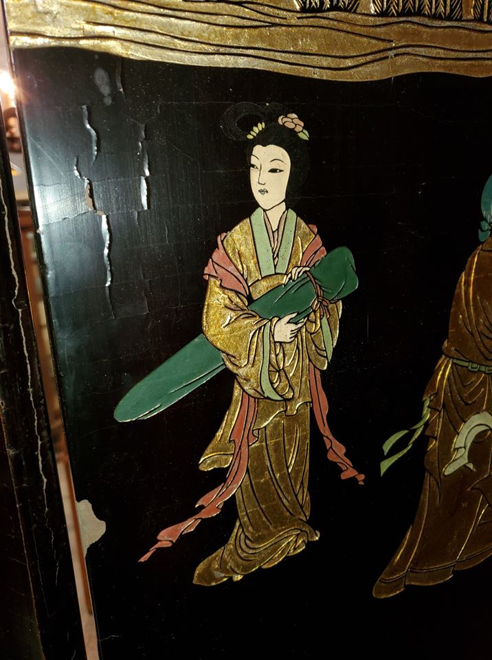 Antique Asian Oriental Palace Coromandel Dressing Screen Room Divider ...