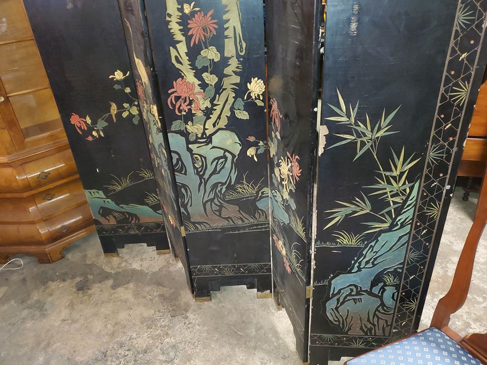 Antique Asian Oriental Palace Coromandel Dressing Screen Room Divider ...