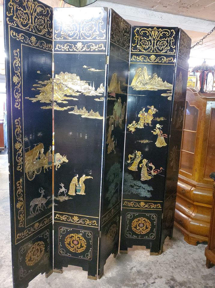 Antique Asian Oriental Palace Coromandel Dressing Screen Room Divider ...