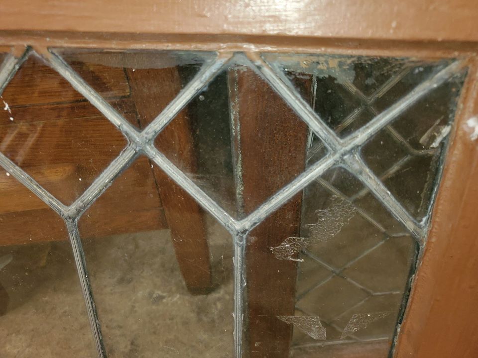 Antique Stained glass clear - leaded glass window - Very Nice - Long ...