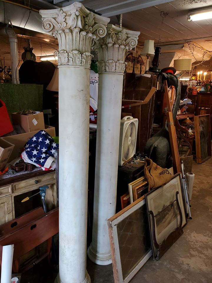 2 Tall 7.5' Metal Vintage Columns - very nice vintage - Long Valley Traders