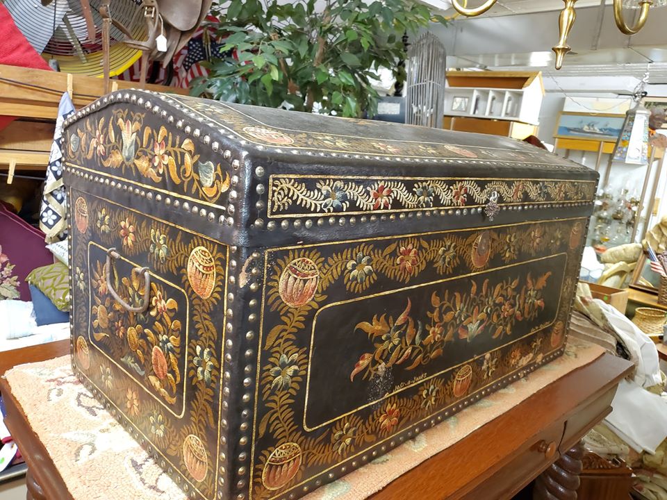 Hand Made Leather Trunk - Hand Painted Beautiful - Long Valley Traders