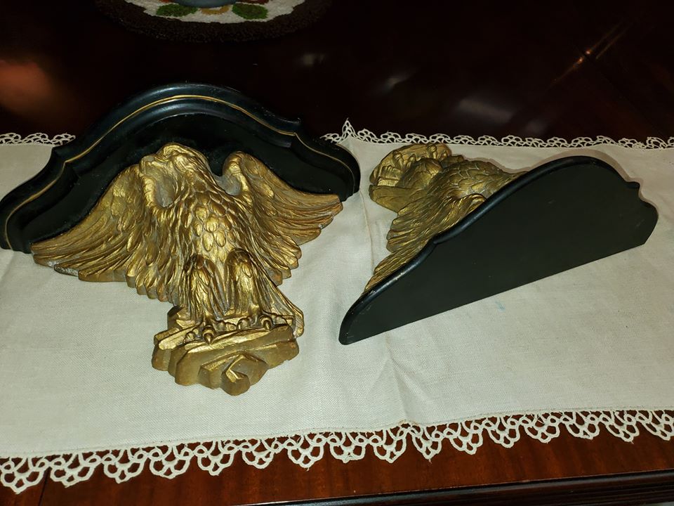 2 Vintage Wood Carved and Painted Eagle Wall Shelves - Excellent - Long ...