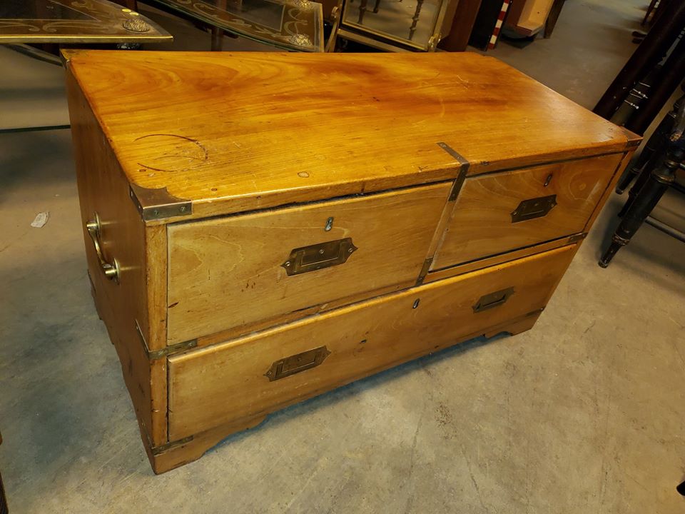 Antique Ship Foot Locker / Dresser - Teak - Hand Made - Long Valley Traders