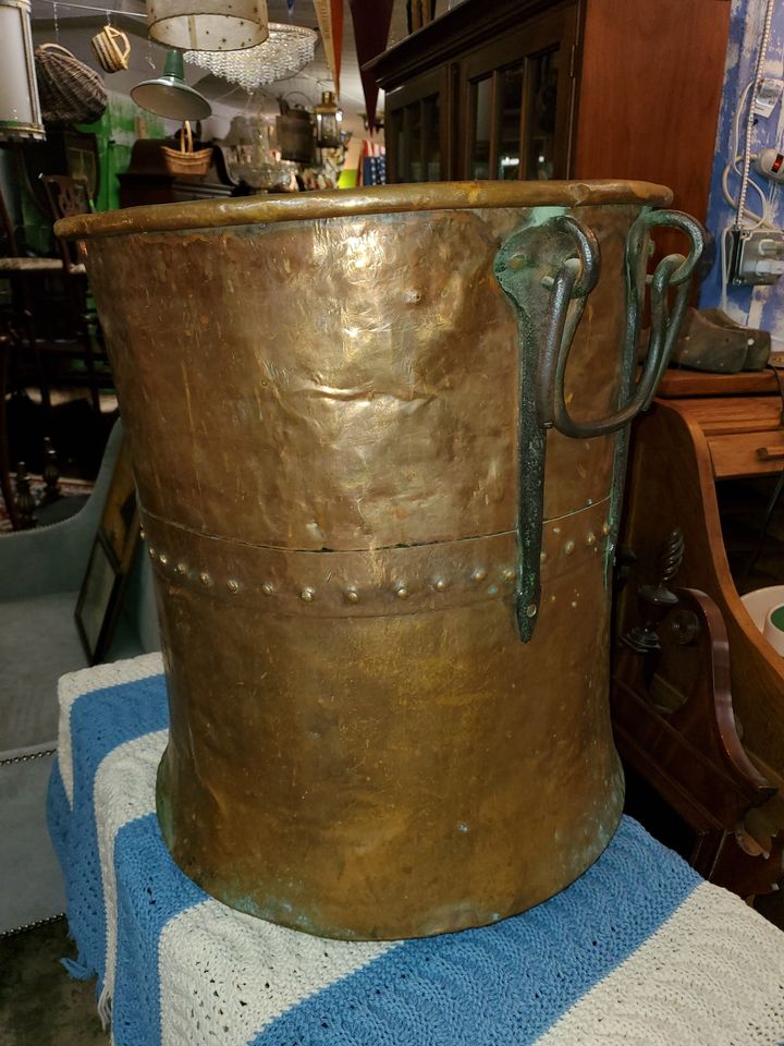 Antique Large Copper Pot Hand Made w/ Forged handles - So Nice - Long ...