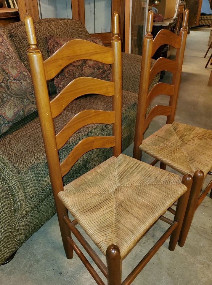 2 Cherry Ladder Back Dining Chairs - Excellent Condition - Long Valley ...