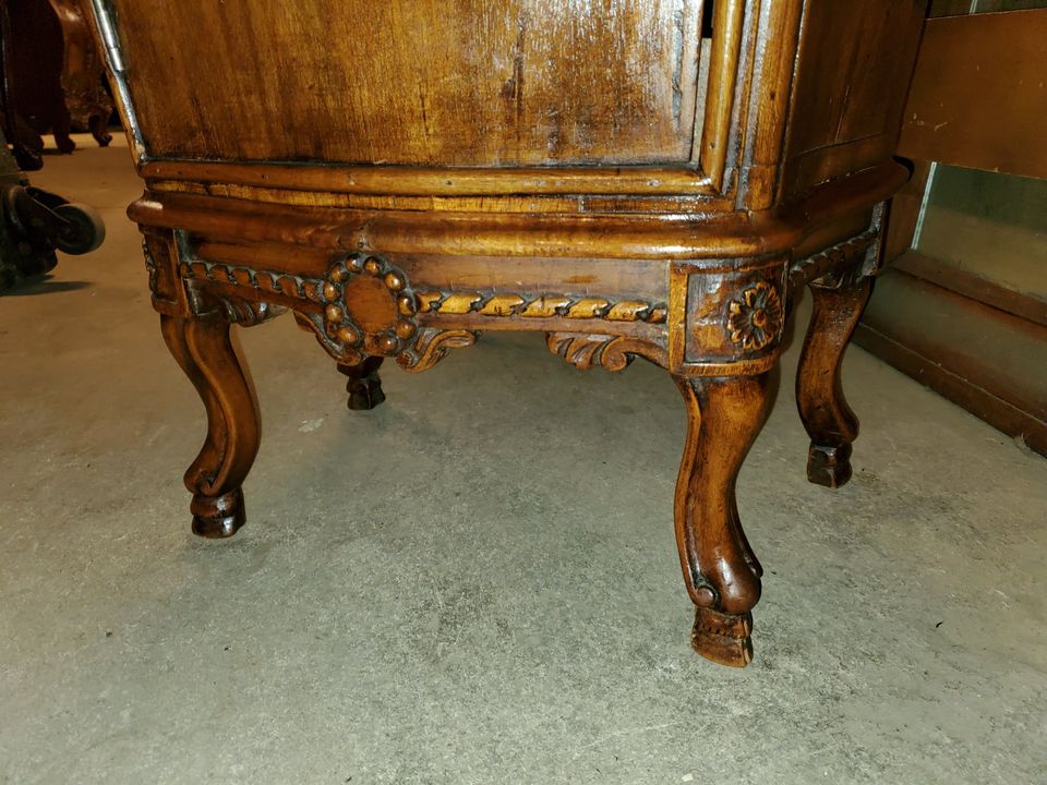 Antique Side Table w/ Cabinet and Drawer - Solid w/ Carved Details ...