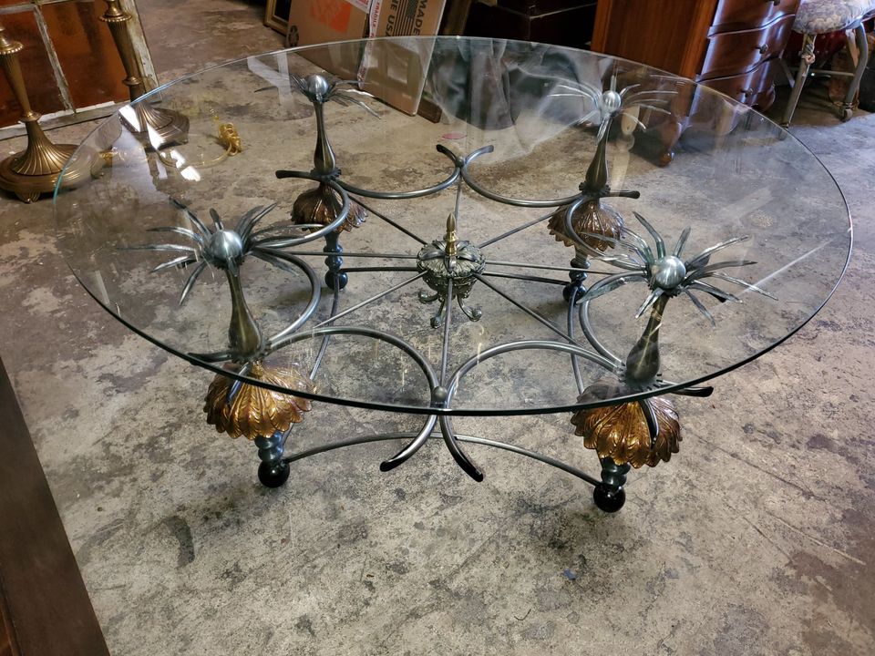 Modern Round Glass Top Coffee Table w/ Beautiful High End Metal Base ...