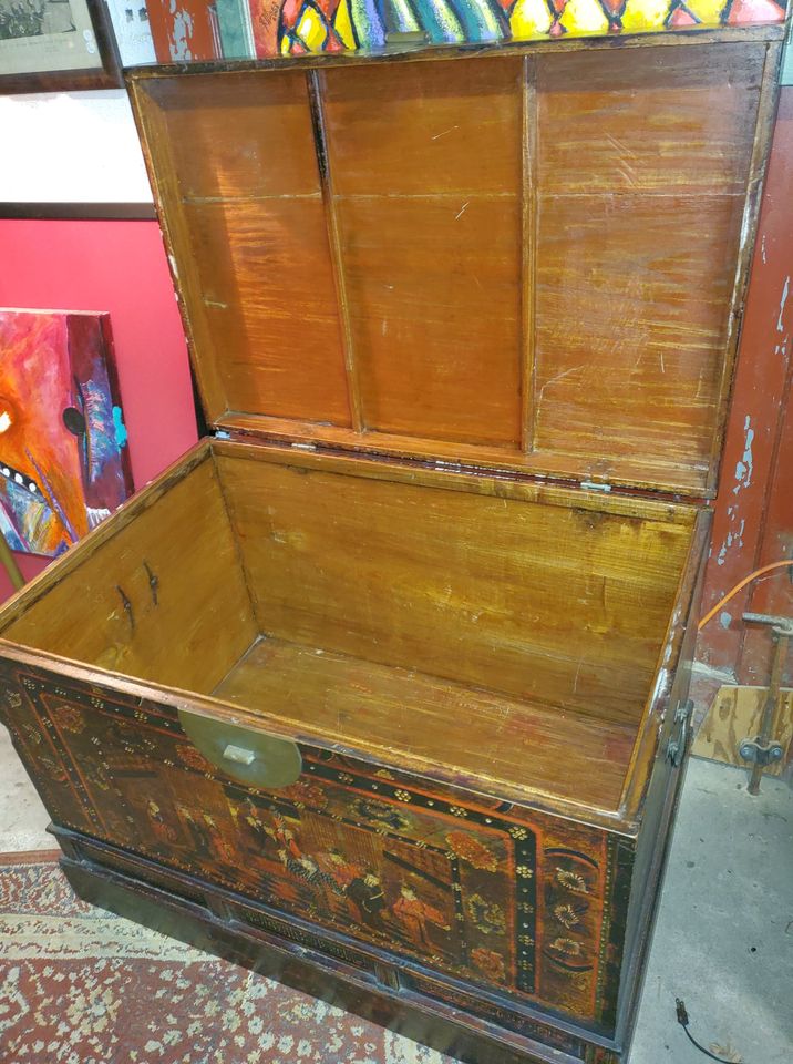 Antique Chinese Trunk / Chest - Hand Painted - Well Made wood Chest ...