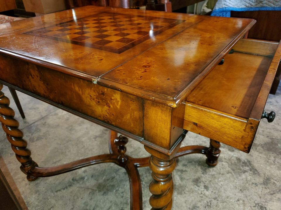 Theodore Alexander Game Table w/ Game pieces and Reversible Top ...