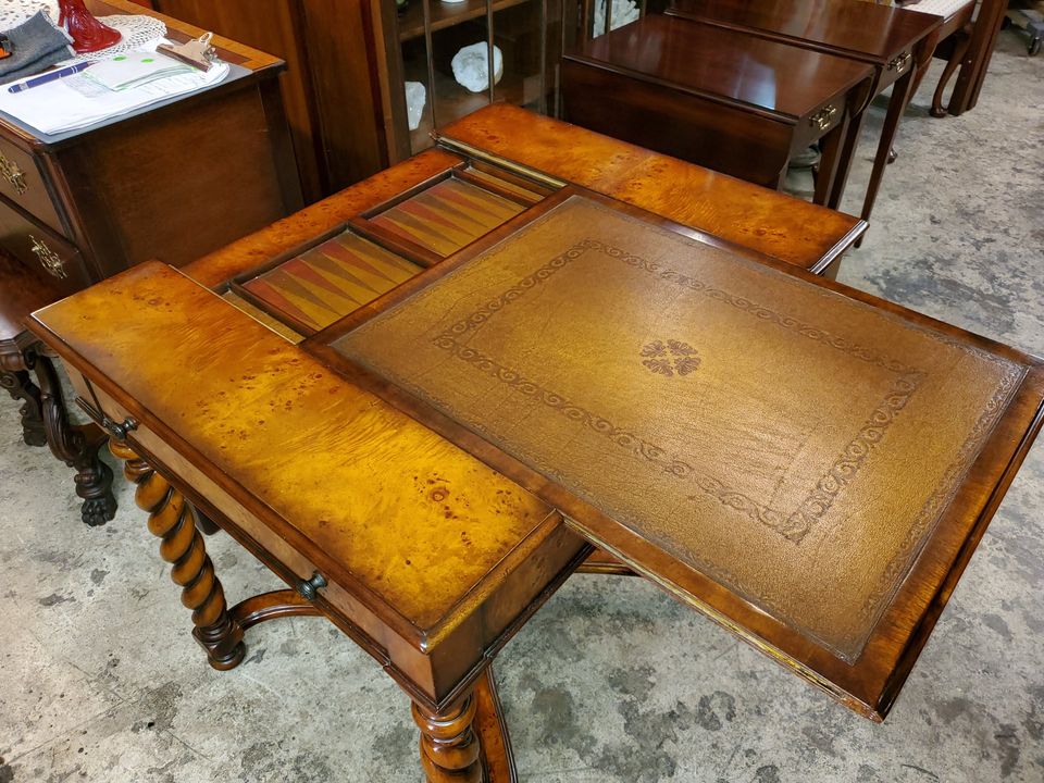 Theodore Alexander Game Table w/ Game pieces and Reversible Top ...