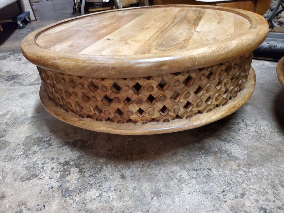 2 Hand Carved Mango Wood Coffee Tables - Beautiful Well Made - Long ...
