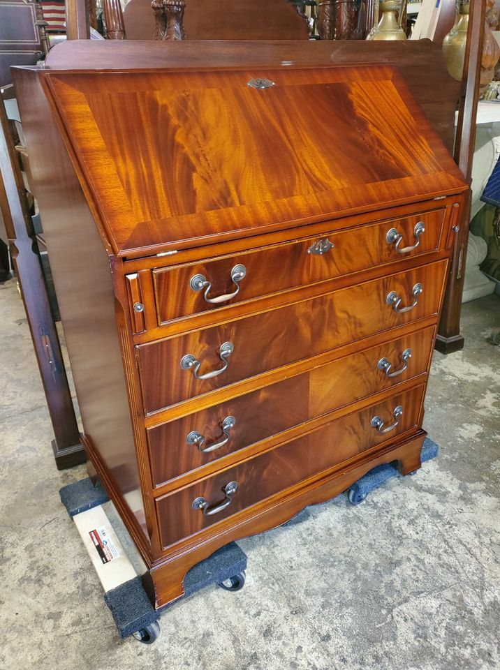 Vintage Flame Mahogany Slant Front Secretary Desk - Wonderful Condition ...