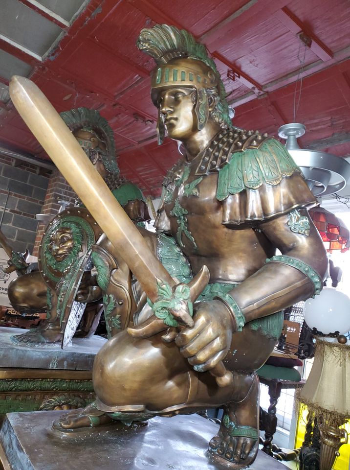 2 Extra Large Roman Gladiators Bronze Statues 7.5' tall - Incredible ...