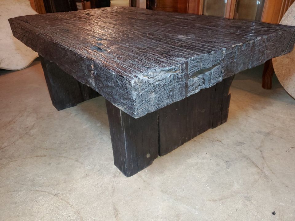 Large Heavy Rustic Slab Molave Wood Coffee Table - Excellent Condition ...