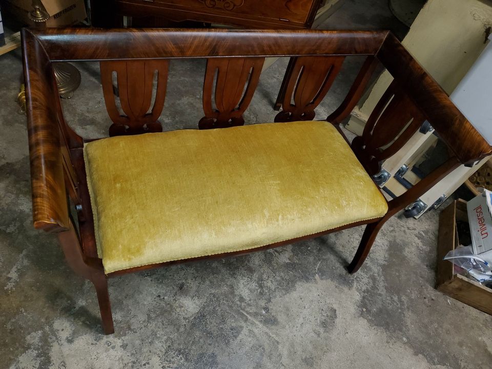 Antique Mahogany Bench - Entry Hall bench - Long Valley Traders