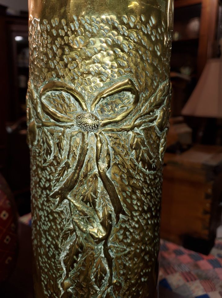 WWI Trench Art Large Brass Artillery Shell Hand Hammered into a ...