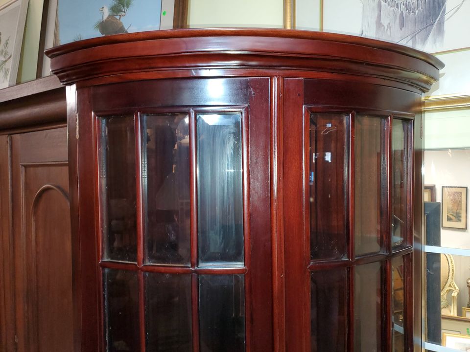 Mahogany curved front Corner Cabinet - 24 glass panes - Beautiful ...