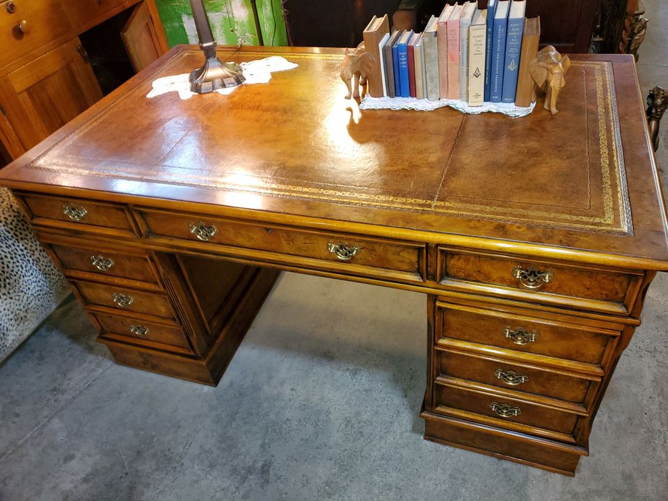 Executive Partners Desk - Birds Eye Maple w/ Leather Top - High Quality ...